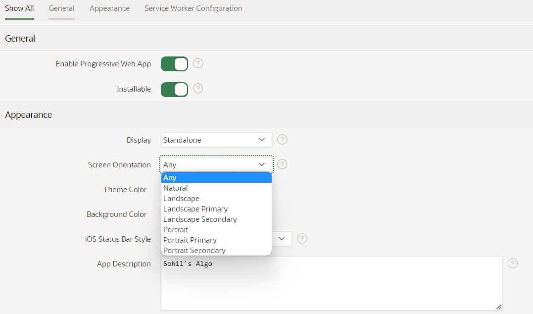 APEX - PWA Screen Orientation